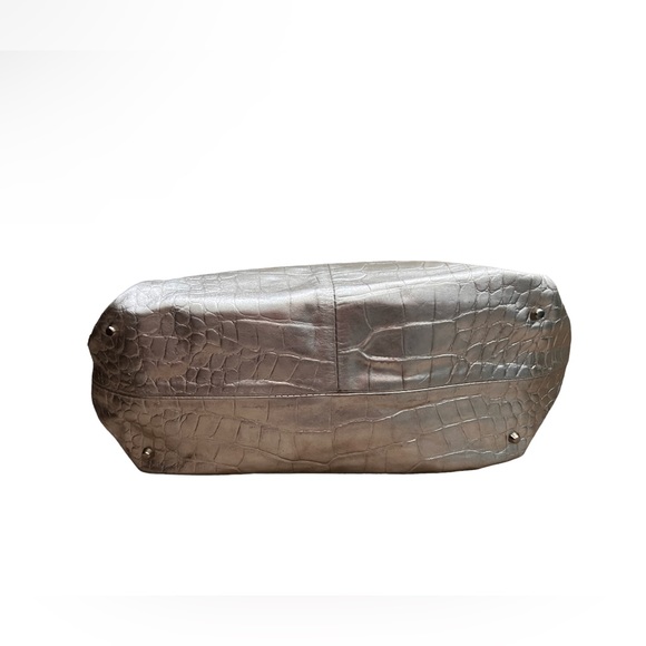 Furla | Bags | Furla Metallic Silver Genuine Leather Croc Embossed ...